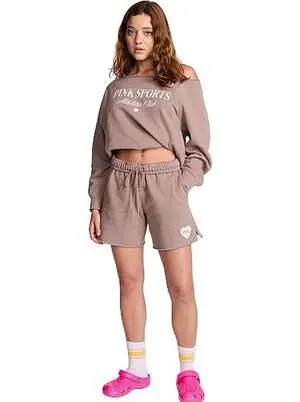 Pink Campus Fleece Relaxed Fit Shorts Brown