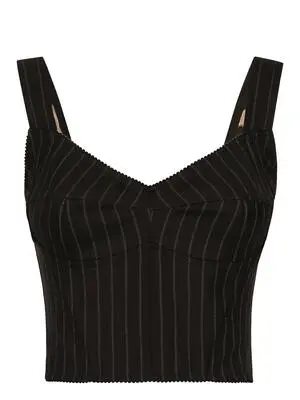 Dolce & Gabbana Pinstripe Wool Corset Top - Multicolor