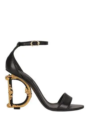 Dolce & Gabbana Nappa Leather Sandals With Baroque Dg Detail - Black