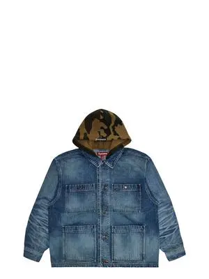Supreme Worn Hooded Chore Coat - Blue