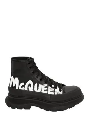 Alexander McQueen Tread Slick Graffiti Logo Boots - Black