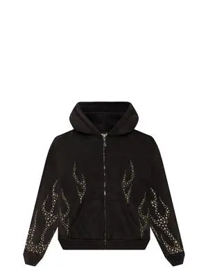 HELLSTAR Studded Flame Zip-up Hoodie - Black
