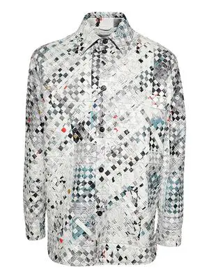 Bottega Veneta Printed Intrecciato Leather Shirt - Grey