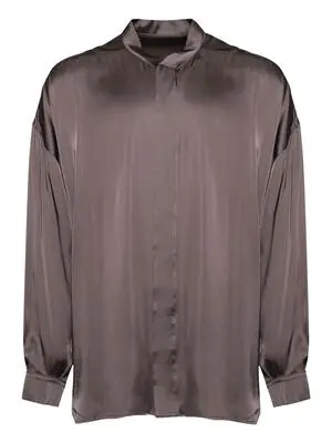 Rick Owens Oversized Snap Collar Shirt - Brown