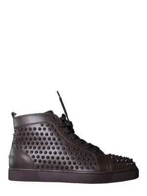 CHRISTIAN LOUBOUTIN Louis Flat Calf Spikes - Brown
