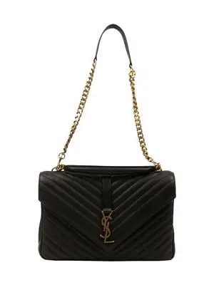 Saint Laurent Leather College Large Shoulder Bag - Black
