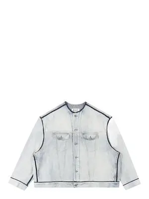 MAISON MARGIELA Collarless Denim Jacket - Blue