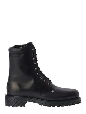 Off-White Lace-up Combat Boots - Black