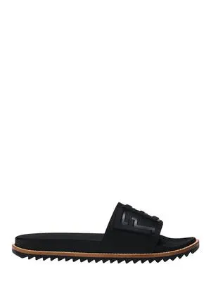 Fendi Logo Print Slides - Black