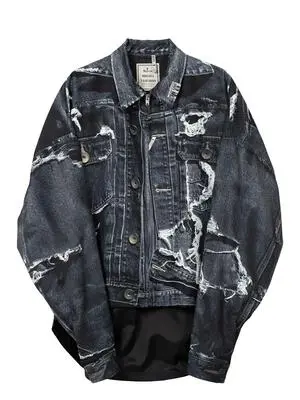 Mihara Yasuhiro Trompe L'oeil Denim Jacket - Black