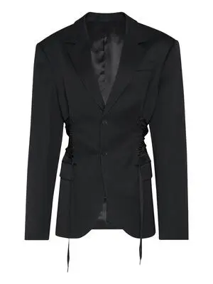 Jean Paul Gaultier Tailored Wool Jacket With Lace Detail - Black