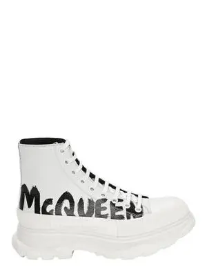 Alexander McQueen Tread Slick Graffiti Logo Boots - White