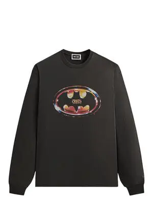 Kith X Batman Logo Vintage Long Sleeve Tee - Black