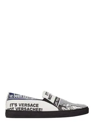 Versace Leather Slip-on Sneakers - White