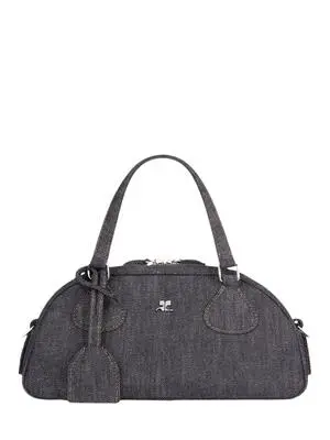 COURREGES Friday Denim Bowling Baguette Bag - Grey