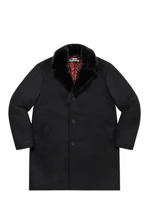 Supreme Fur Collar Car Coat - Black