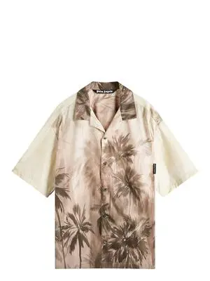Palm Angels Sunset Palms Bowling Shirt - Tan