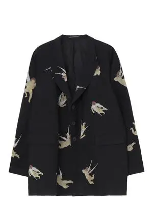 Yohji Yamamoto Angel Pattern Double Front Jacket - Black