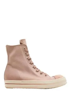 Rick Owens Edfu Cotton Denim High Top Sneakers - Pink