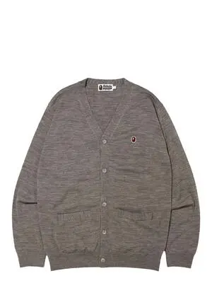 A BATHING APE Ape Head Knit Cardigan - Grey