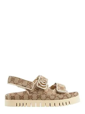 Gucci Gg Canvas Sandal - Tan