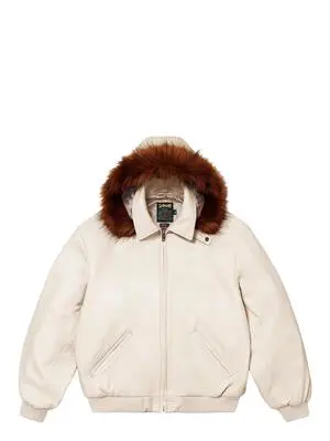 Supreme X Schott Hooded Leather Bomber Jacket - Cream