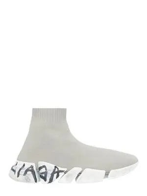 Balenciaga Speed 2.0 Worn-out Graffiti Sneakers - Grey
