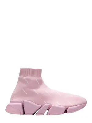 Balenciaga Speed 2.0 Allover Logo Sneakers - Pink