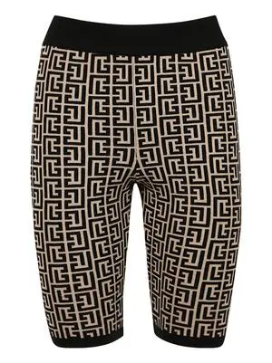 Balmain Monogram Knit Cyclist Shorts - Multicolor