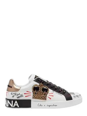 Dolce & Gabbana Portofino Printed Crown Embroidery Patch - White