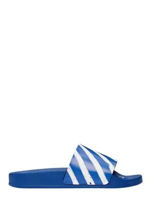 Off-White Industrial Sliders With Diagonal Stripe - Blue