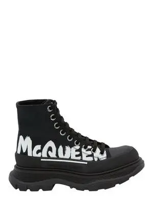 Alexander McQueen Tread Slick Boot With Graffiti Logo - Black
