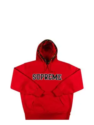Supreme Leopard Trim Hooded Sweatshirt - Red