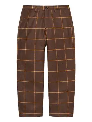 Supreme Windowpane Wool Trousers - Brown