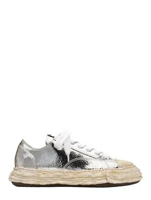Mihara Yasuhiro Peterson Low Cracking Leather Sneakers - Silver