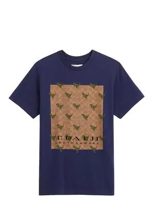 COACH® Restored Signature Rexy T-shirt In Organic Cotton - Navy
