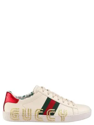 Gucci Ace Low 'guccy Print' Sneakers - Cream