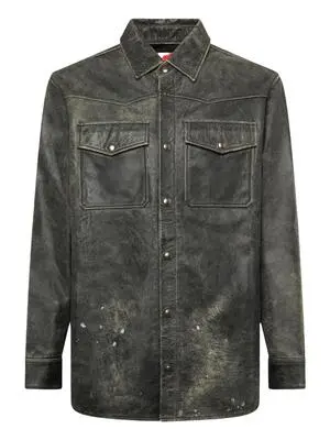 KUSIKOHC Leather Printed Shirt - Black
