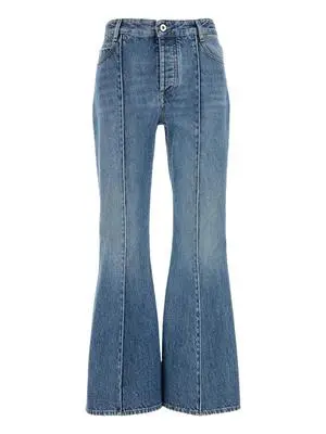 Bottega Veneta Cropped Kick Flare Leg Denim - Blue