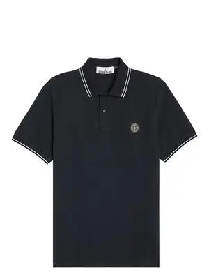Stone Island Compass Patch Logo Polo - Blue