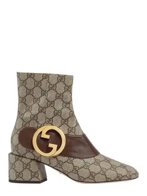 Gucci Blondie Gg Canvas Ankle Boots - Cream