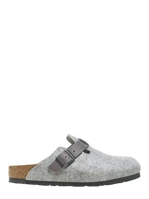 BIRKENSTOCK Boston Natural Leather-felt Clogs - Grey