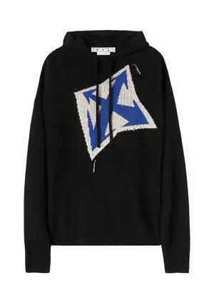 Off-White Thunder Arrow Chunky Knit Hoodie - Black