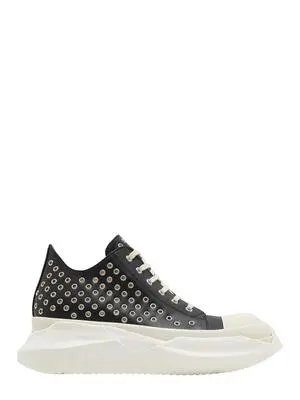 Rick Owens Vegan Leather Eyelet Abstract Low Top Sneakers - Black