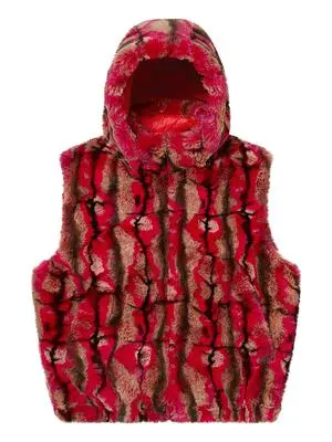 Supreme Faux Fur Hooded Vest - Red