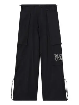 Palm Angels Monogram Parachute Pants - Black