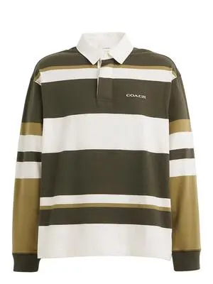 COACH Restored Rugby Polo - Olive/white Multi