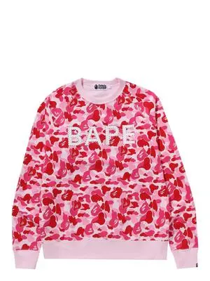 A BATHING APE ABC Camo Crystal Stone Crewneck Pink