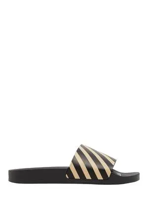 Off-White Diagonal Stripe Sliders - Black