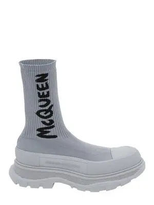 Alexander McQueen Tread Slick Graffiti Boots - Grey